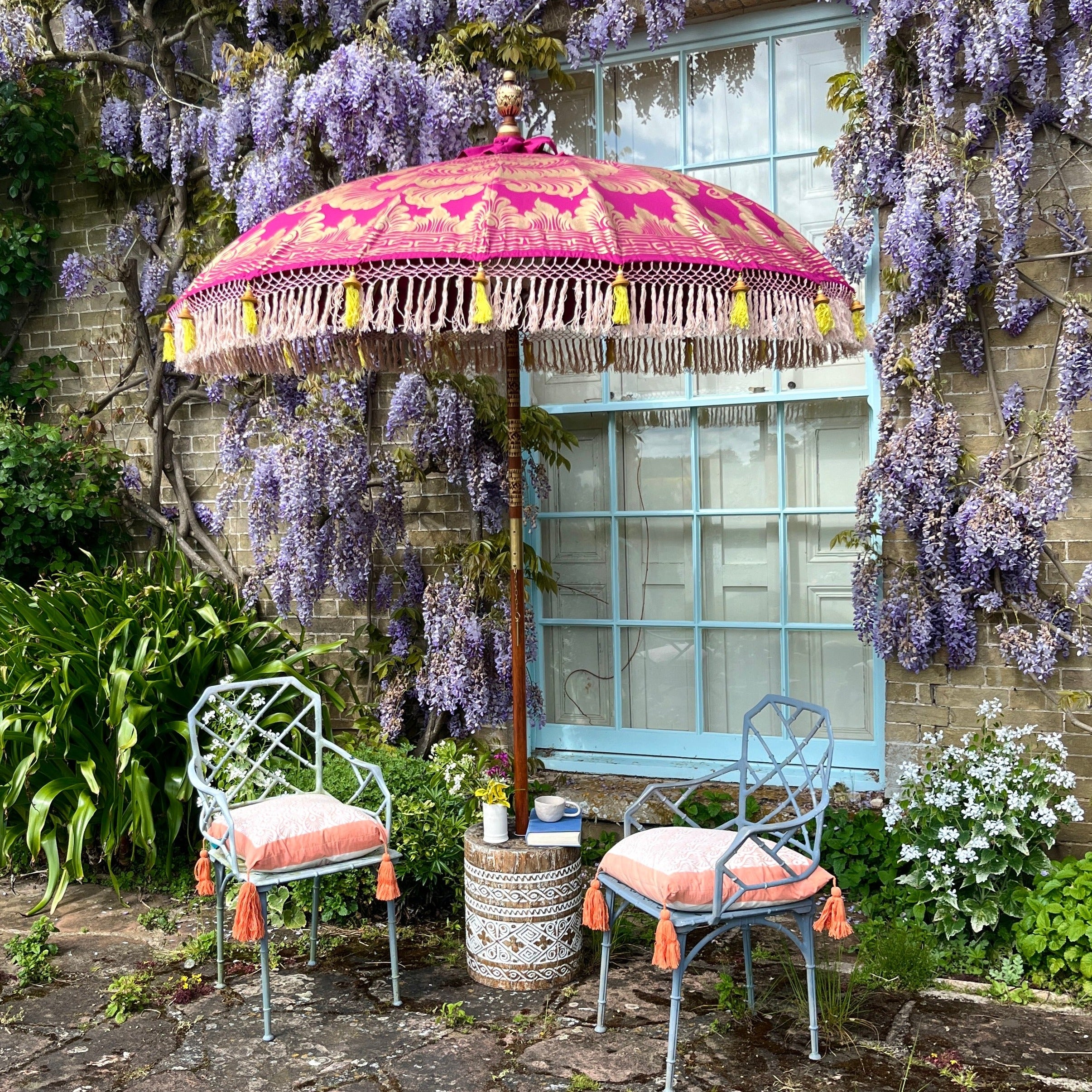 Margot Round Bamboo Parasol - Luxury Garden decor – East London Parasol ...